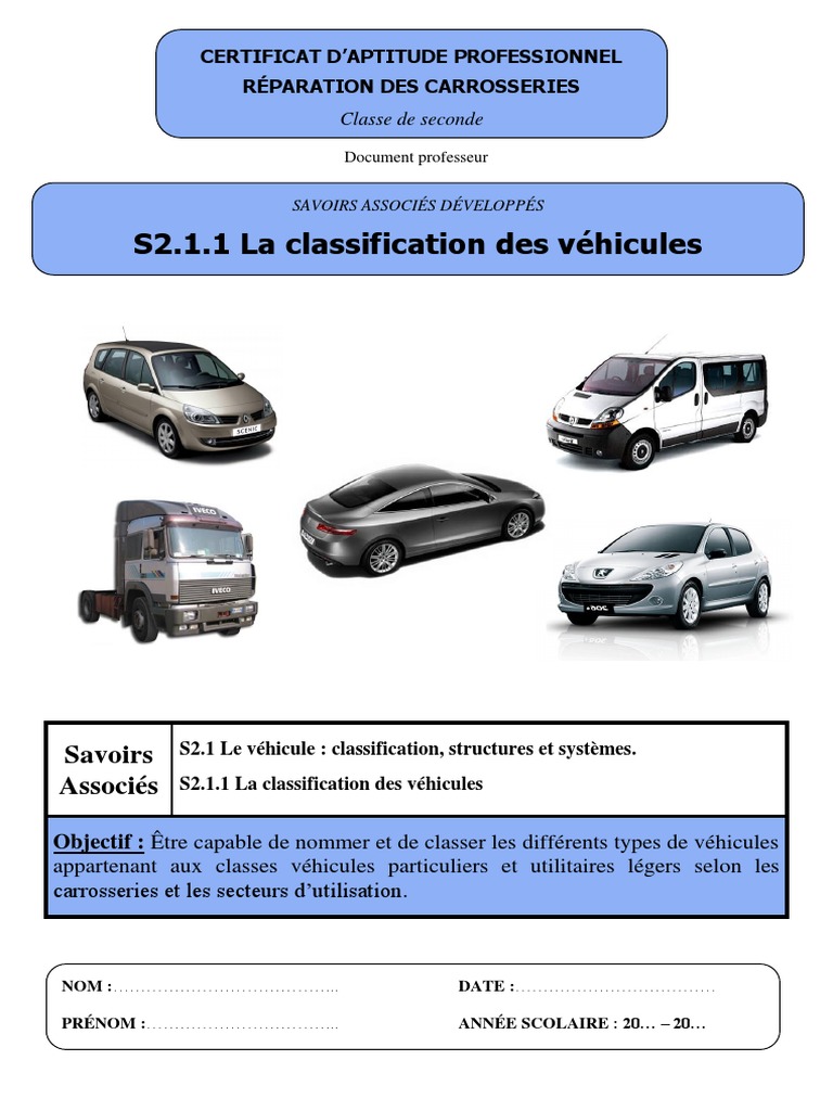 Classification des Véhicules Automobiles | PDF | Remorque | Véhicules