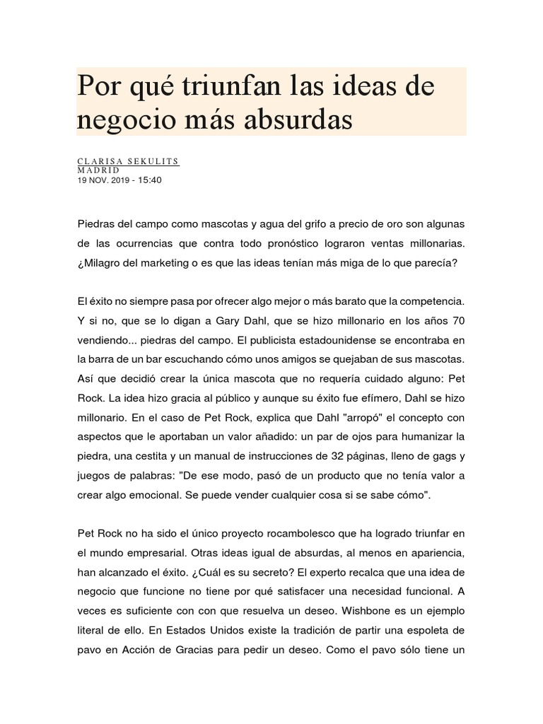 Ideas Absurdas Que Triunfaron | PDF | Negocios (general) | Business