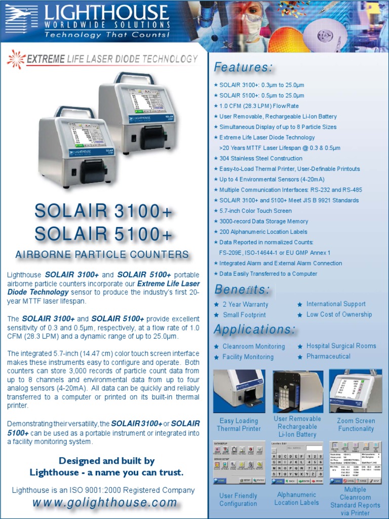 Contador de Particulas Solair 3100 - 5100 | PDF | Rechargeable Battery ...