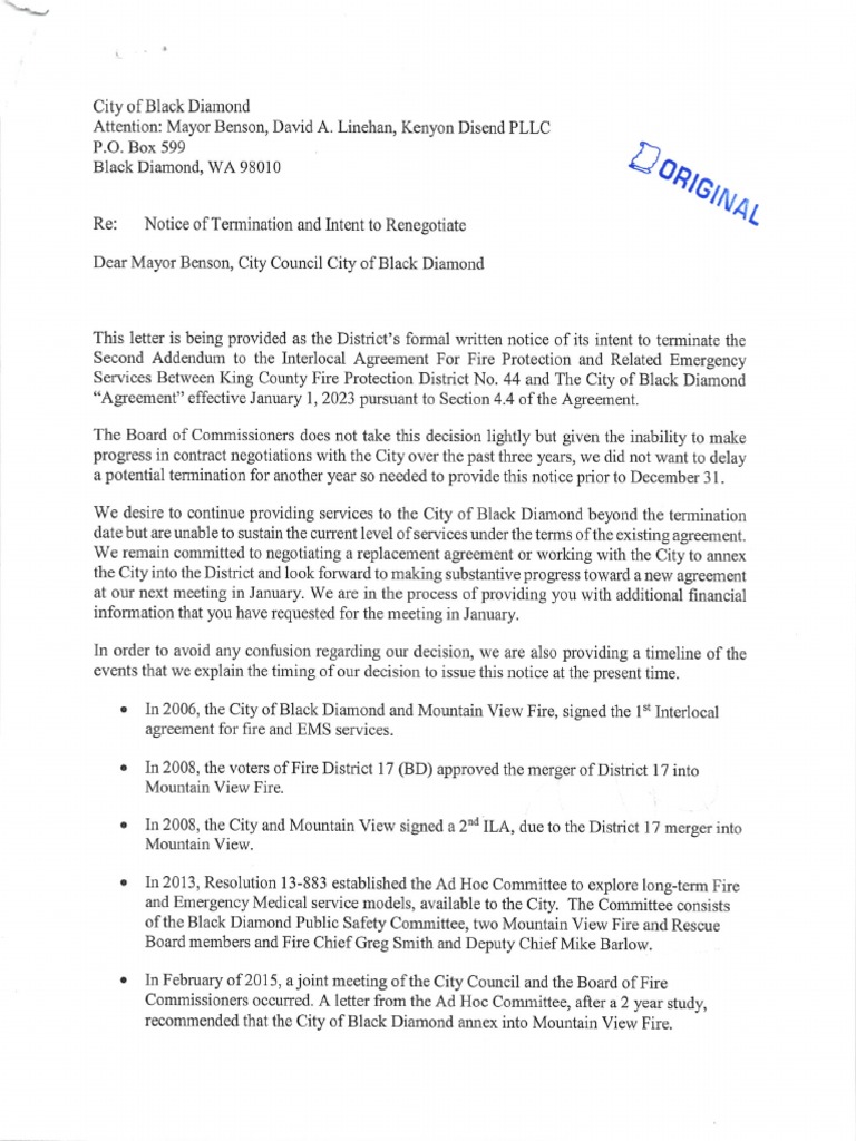 Notice of Termination and Intent To Renegotiate | PDF