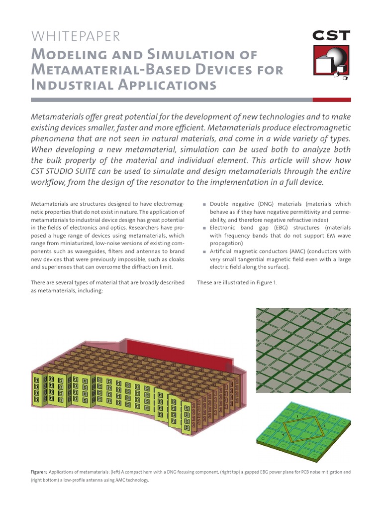 CST Whitepaper Modeling Simulation Metamaterial Based Devices Industrial Applications | PDF ...