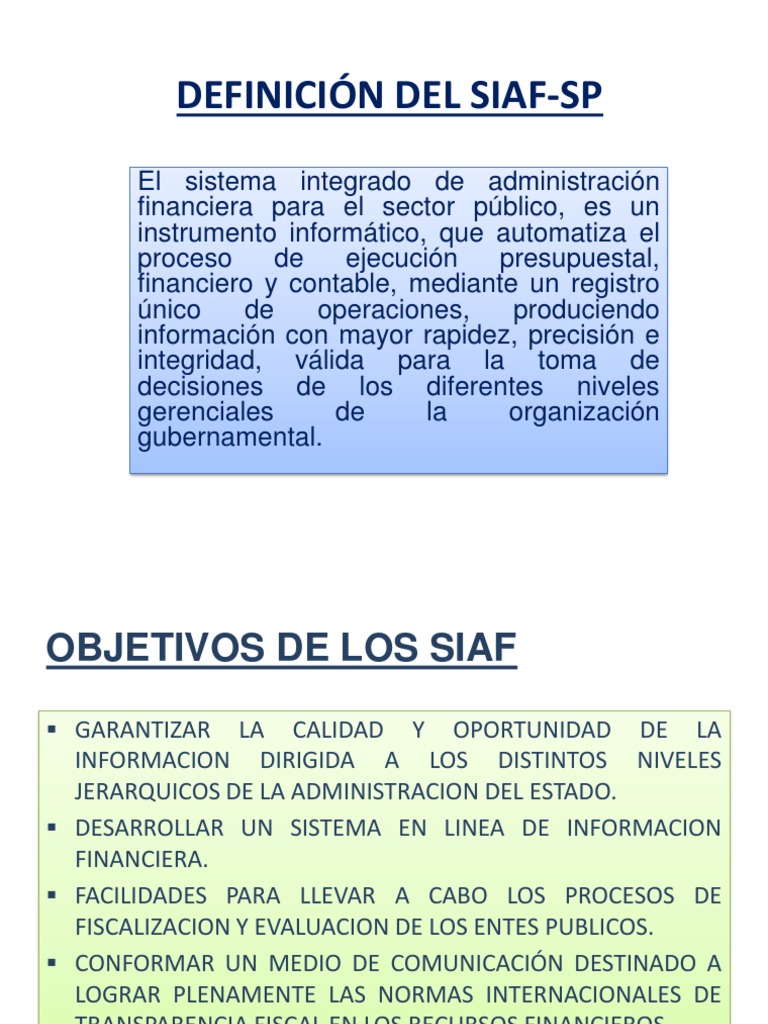 Definición y Funciones del SIAF-SP | PDF | Presupuesto | Administración ...