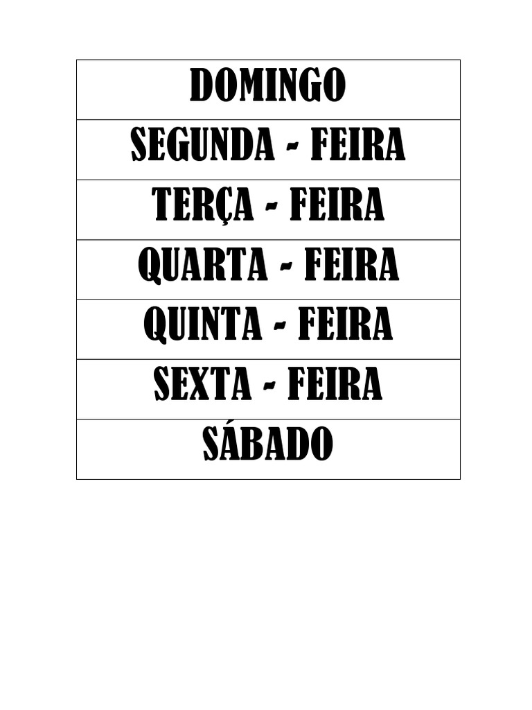 Os Dias Da Semana Calendario | PDF