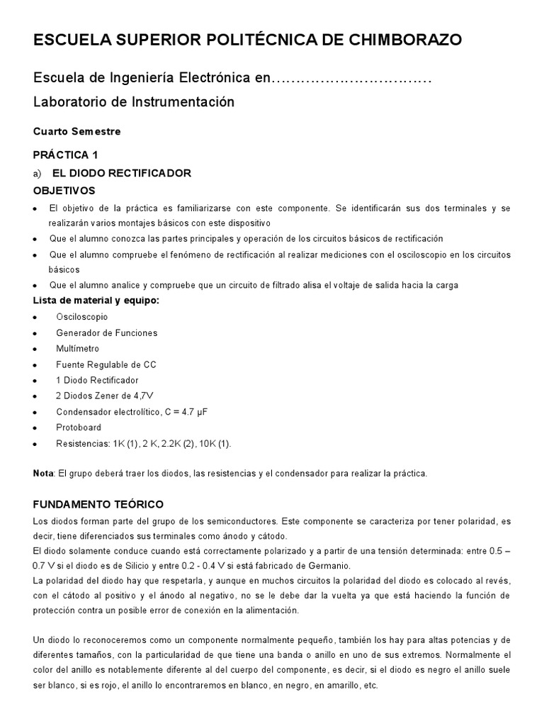 Practica Diodos | PDF | Rectificador | Diodo