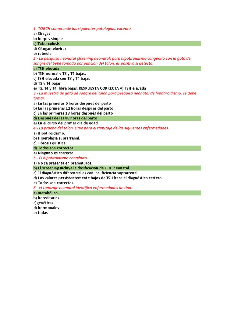 Tamizaje Neonatal Patron Resuelto | PDF | Infantes | Hipotiroidismo