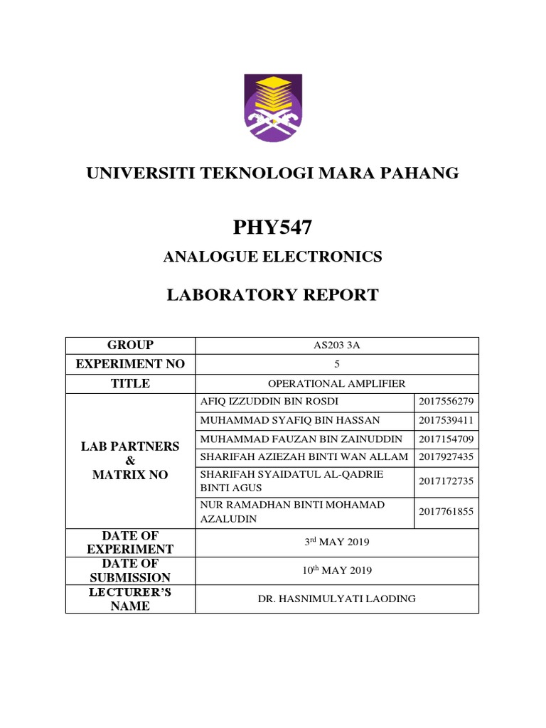 Exp 5 Operational Amplifier | PDF | Amplifier | Operational Amplifier