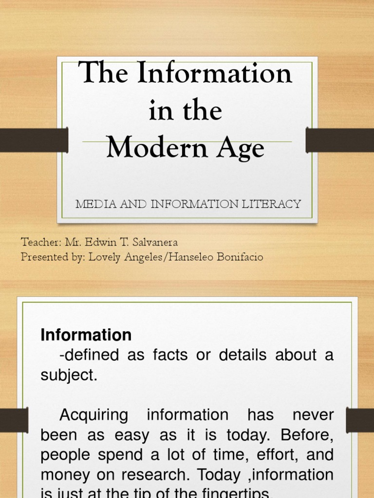 The Information in The Modern Age | PDF | Information | Information ...