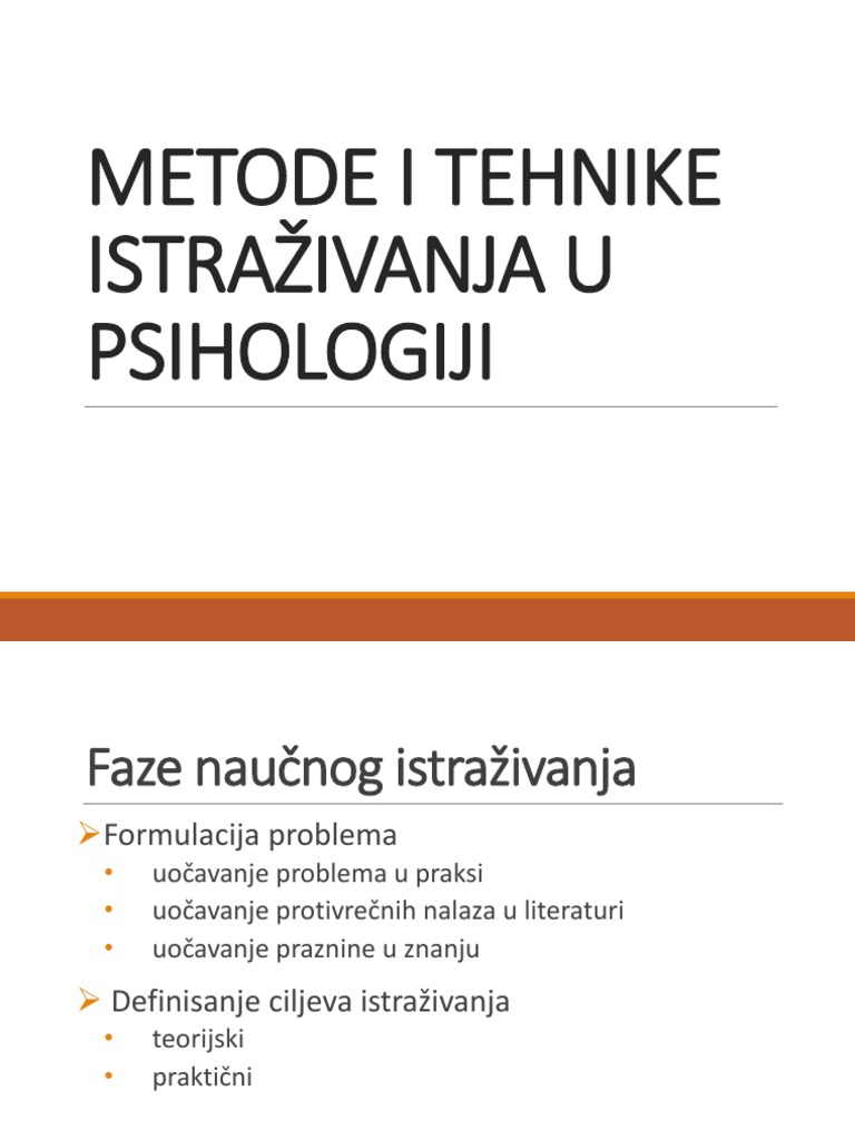 1-Metode I Tehnike Istrazivanja U Psihologiji - Vezbe | PDF