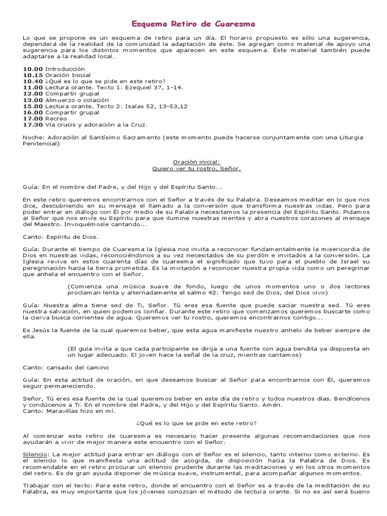 Esquema de Retiro Cuaresmal 2025 | PDF | eucaristía | Oración