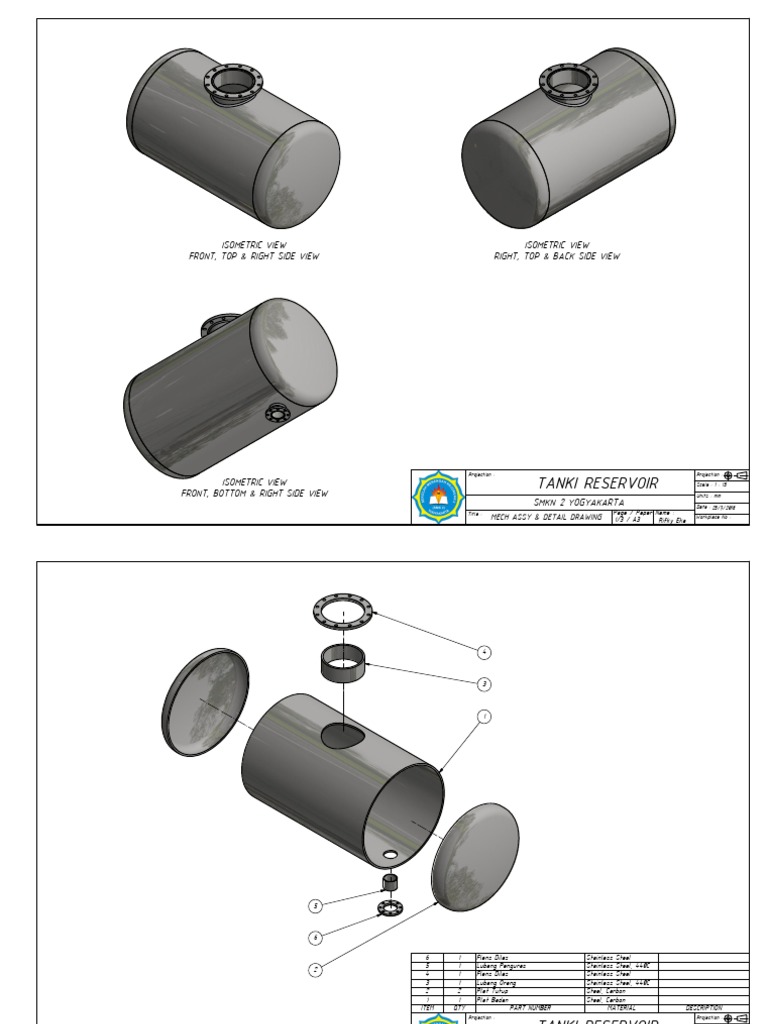 Detail Drawing Tangki Reservoir | PDF | Economic Sectors | Iron