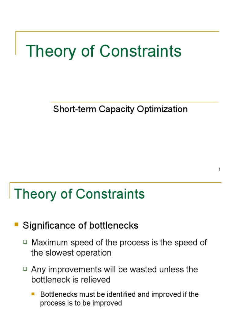 Theory of Constraints: Short-Term Capacity Optimization | PDF