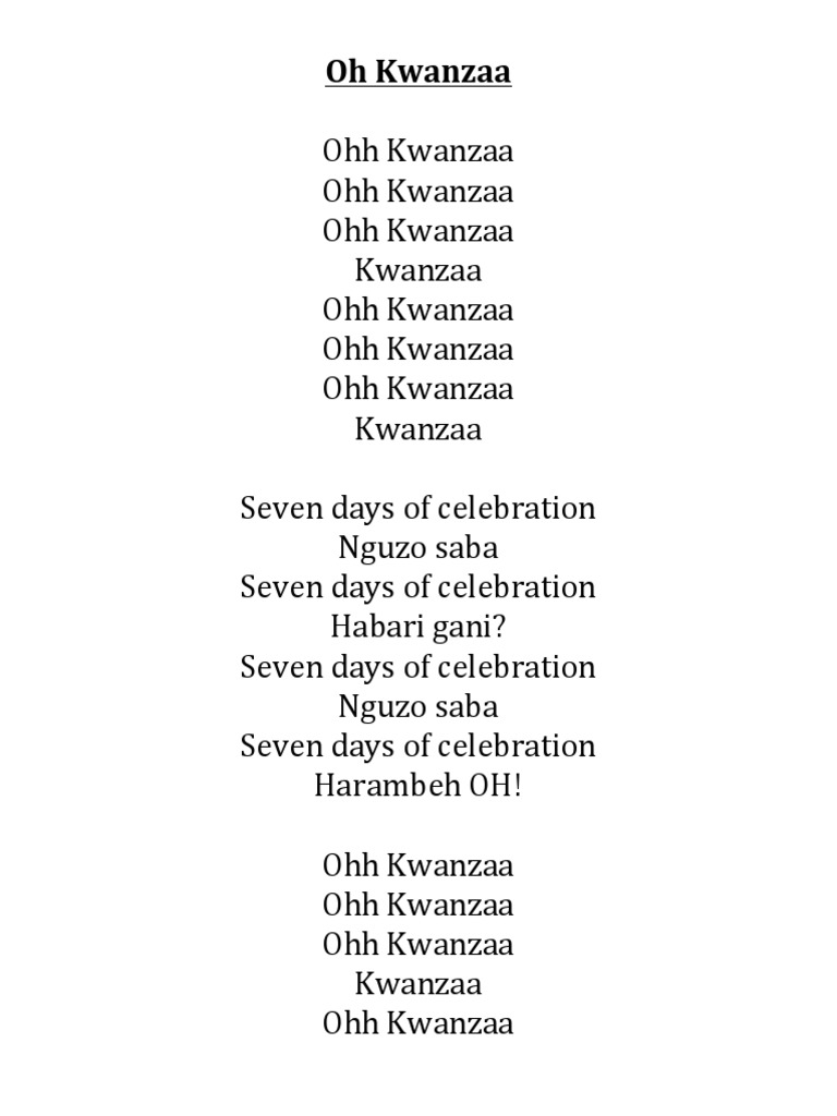 Oh Kwanzaa, Lyrics | PDF