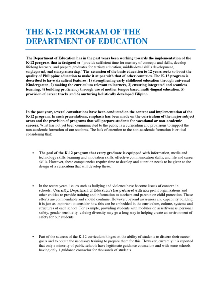 k12 Subjects | PDF | Curriculum | Schools