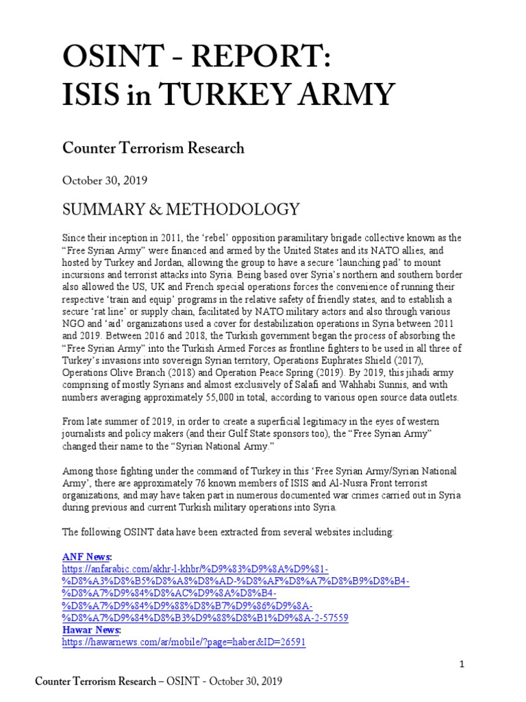 Arab News Isis Turk 2019 | PDF | Al Nusra Front | Free Syrian Army