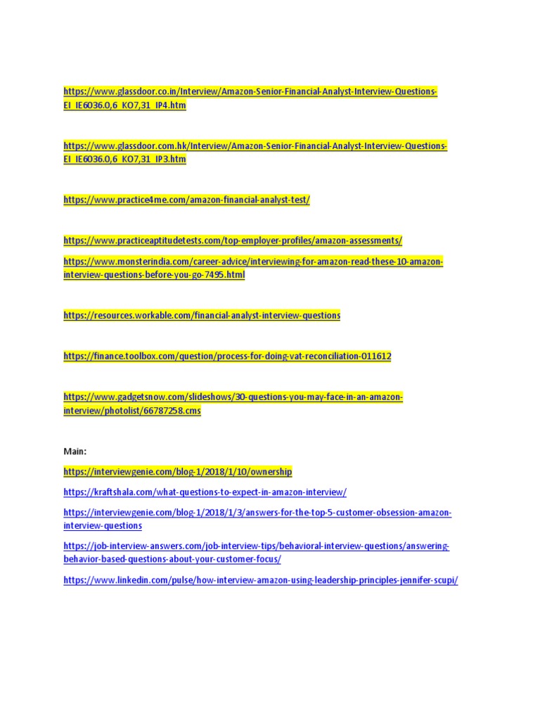 Amazon Interview Question Links | PDF