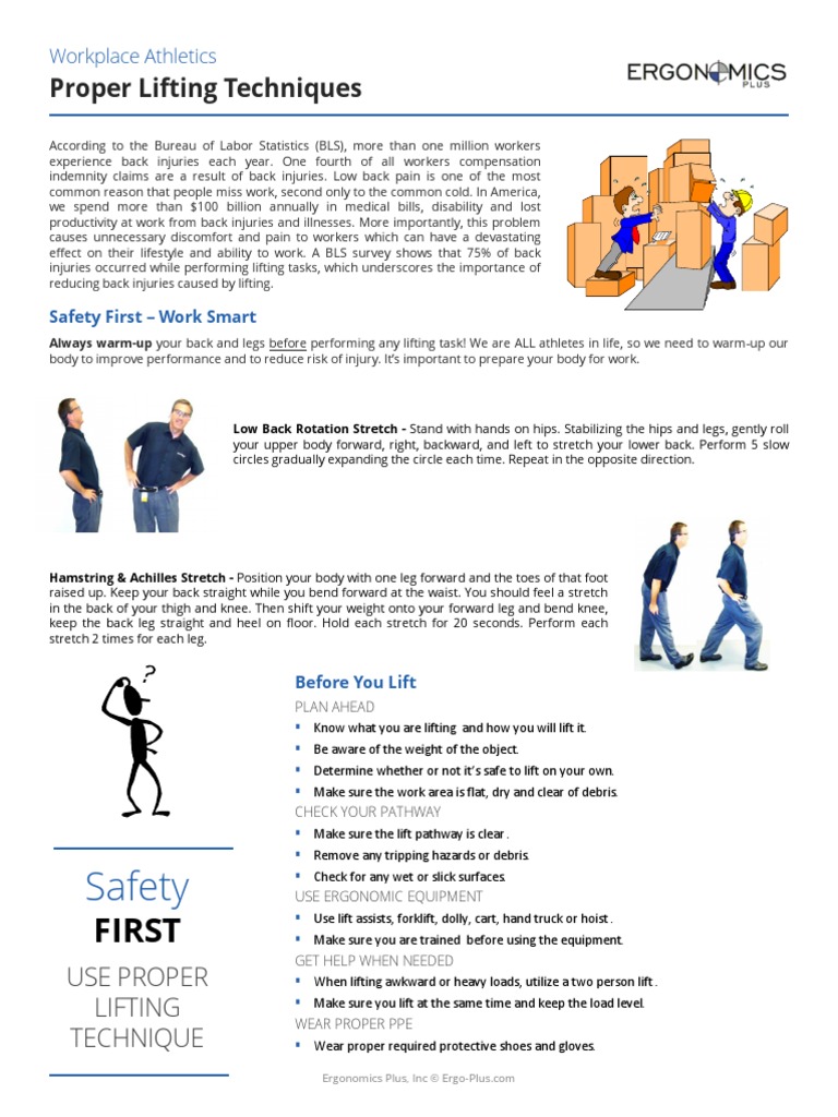 WA Handout Proper Lifting Techniques PDF | PDF | Hand | Sports