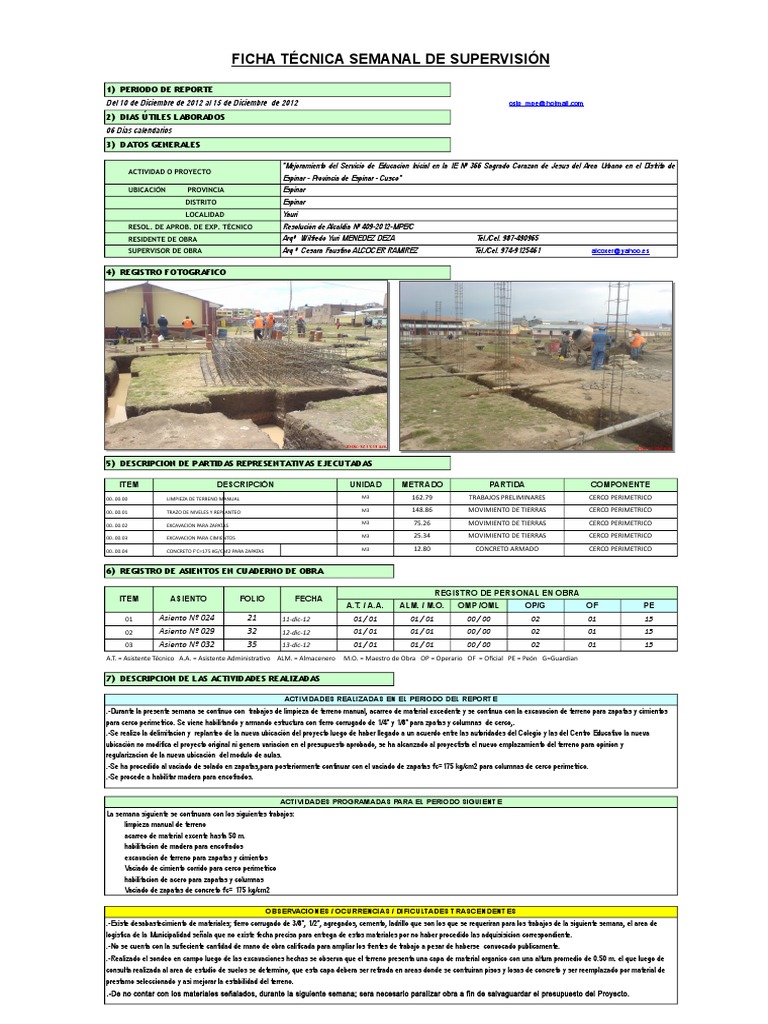 Informe de Supervisión de Obra Espinar | PDF | Materiales de ...