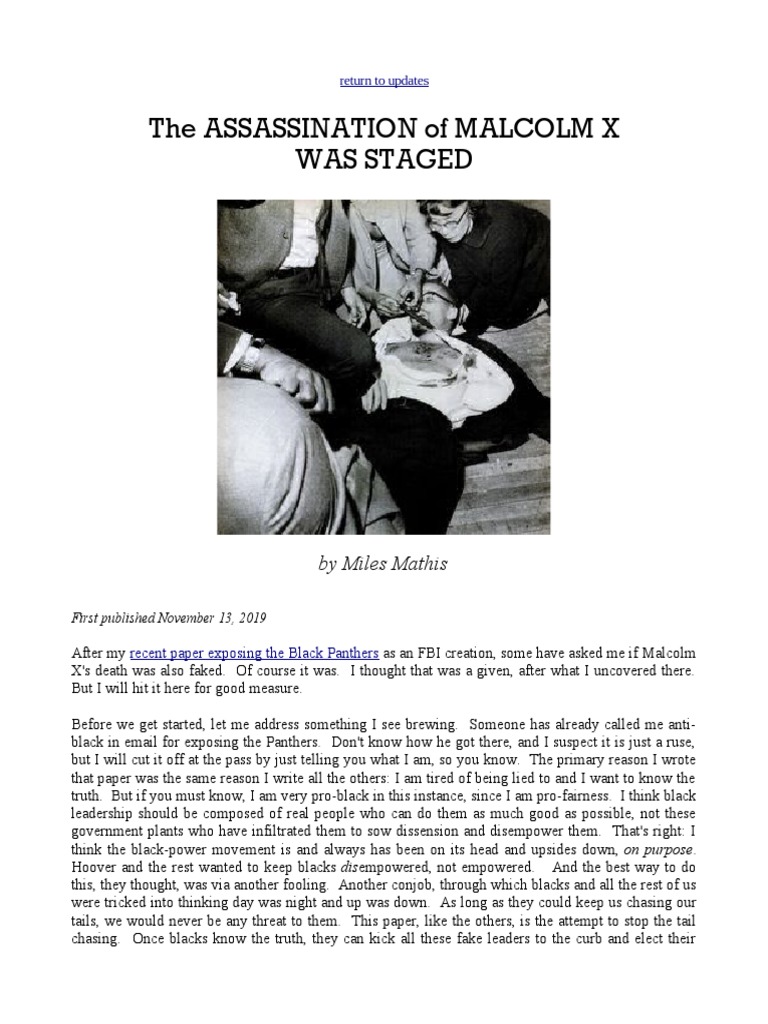 The Assassination of Malcolm X by MILES MATHIS. | PDF | William ...