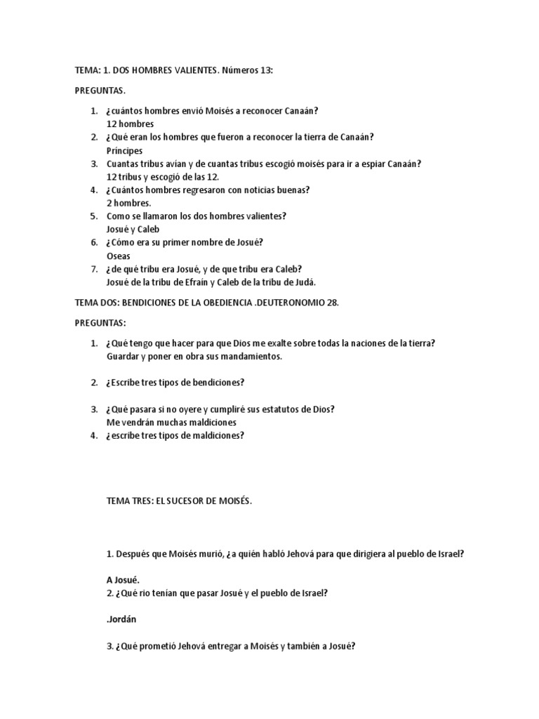 Preguntas Biblicas de Josue | PDF | Joshua | Arca de la Alianza