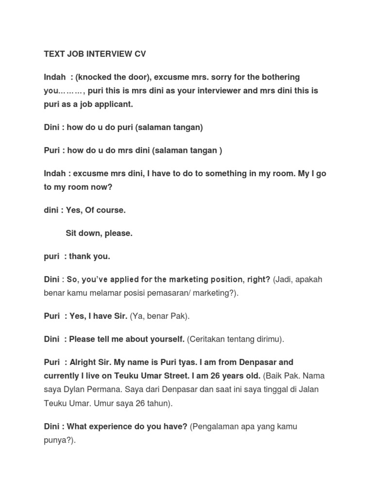 Text Job Interview CV | PDF