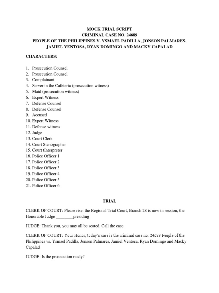 Practice Court Script | Download Free PDF | Witness | Reasonable Doubt