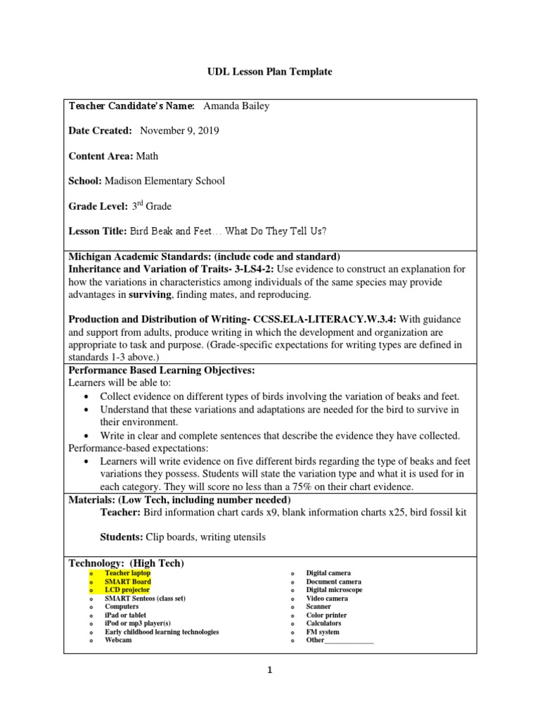 UDL Science: 5th Observation | PDF | Birds | Learning