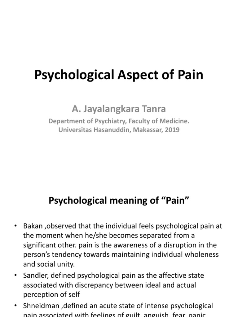 Psychological Aspects of Pain Management | PDF | Pain | Chronic Pain