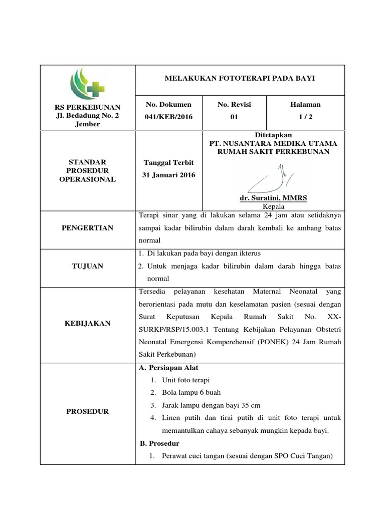041 Melakukan Fototerapi Pada Bayi Jadi Revisi | PDF