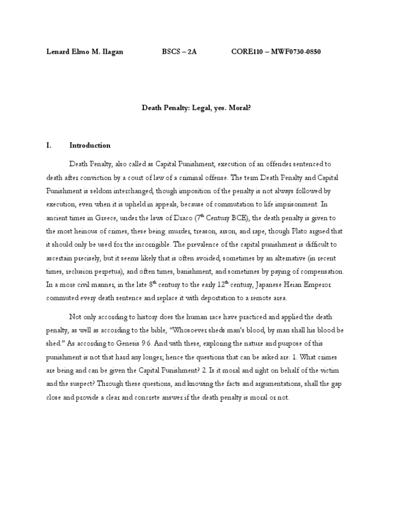 Philo Paper - Death Penalty | PDF | Capital Punishment | Capital ...