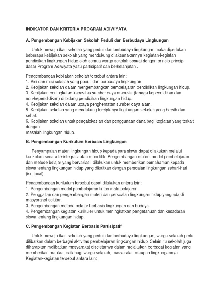 Program Budaya Sekolah Berwawasan Lingkungan | PDF