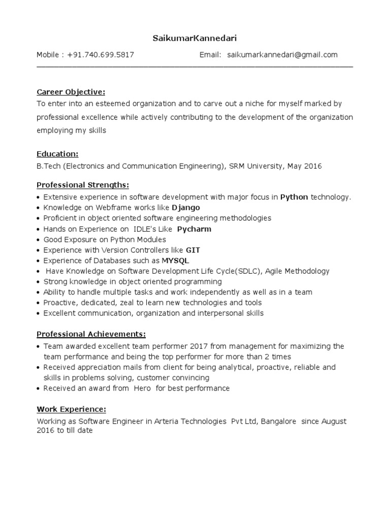 Saikumar Resume | PDF | Software Development | Python (Programming Language)