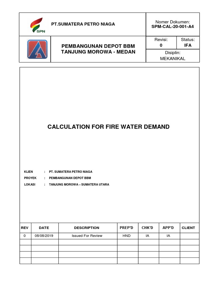 Fire Water Demand Calculation for Depot | PDF | Gas Technologies | Gases