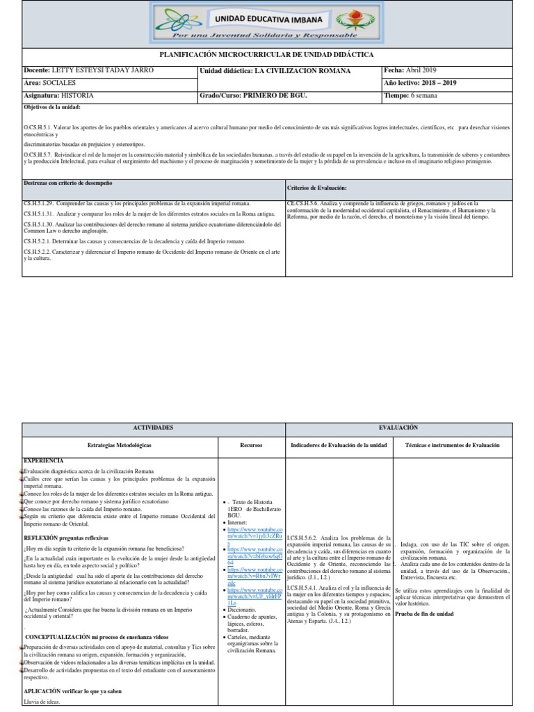 Micro Planificacion | PDF | Evaluación | Conocimiento
