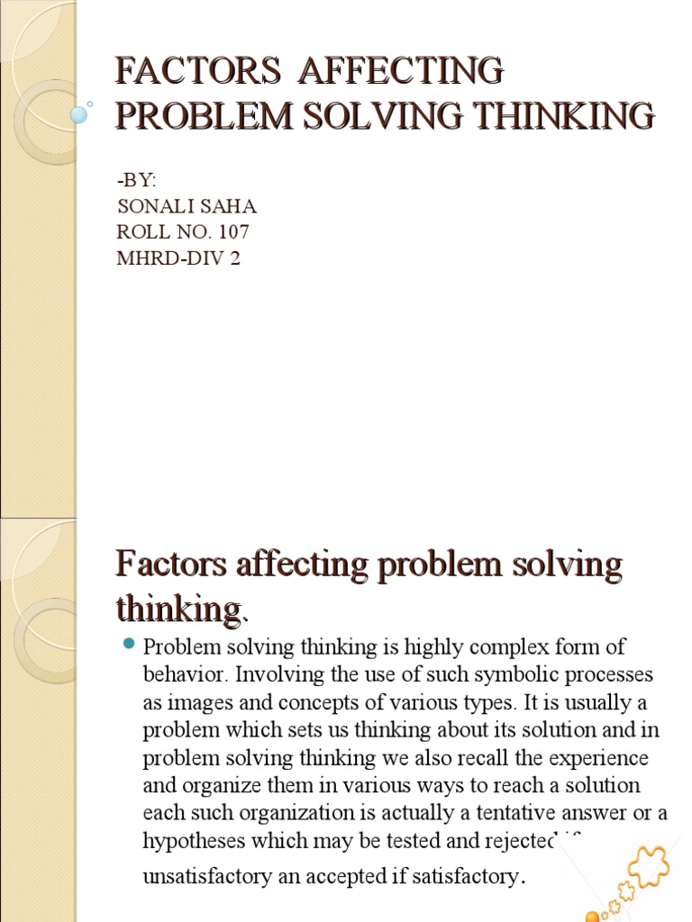 Factors Affecting Problem Solving Thinking | PDF | Psychology | Cognition
