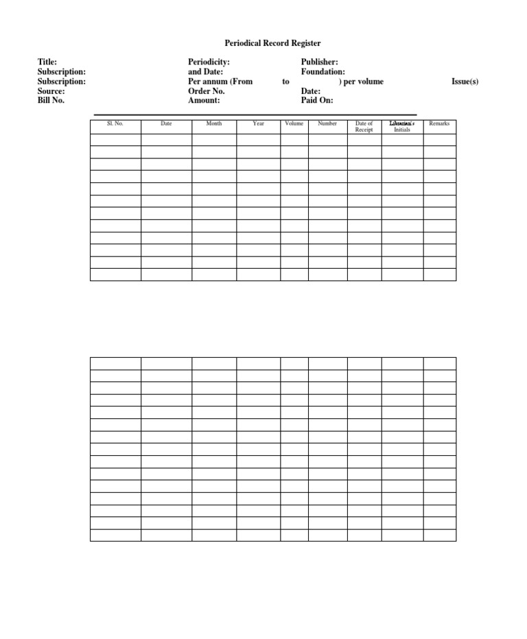 Periodical Library Register | PDF