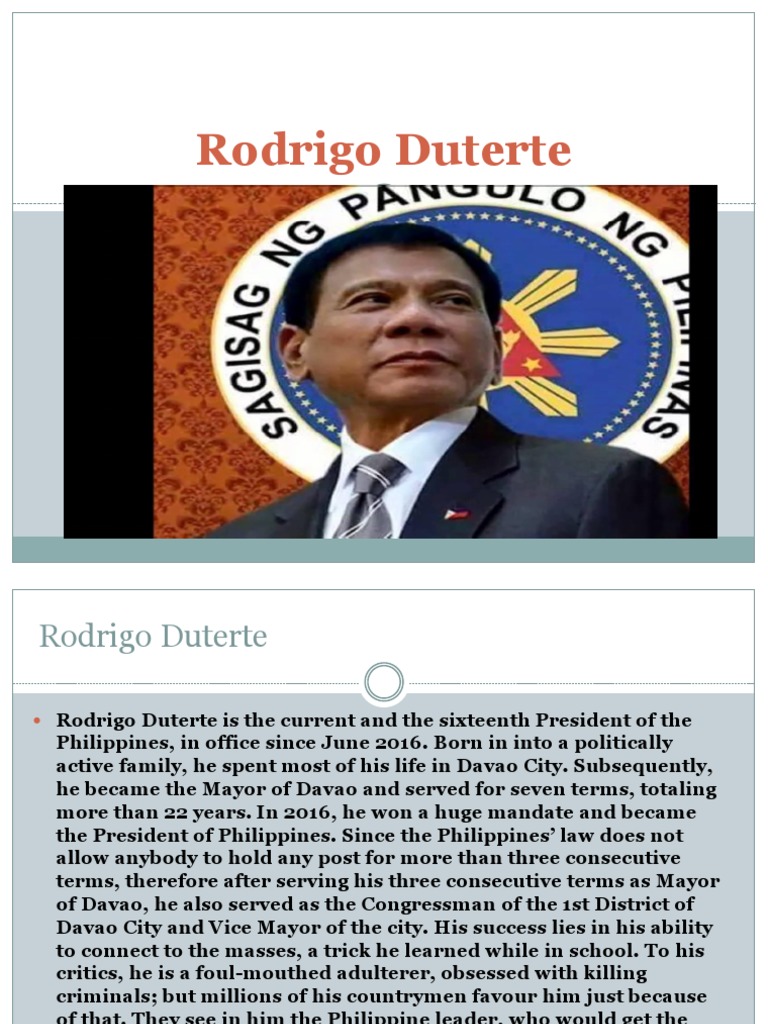 Profiles of Prominent Filipino Leaders: Rodrigo Duterte, Apolinario ...
