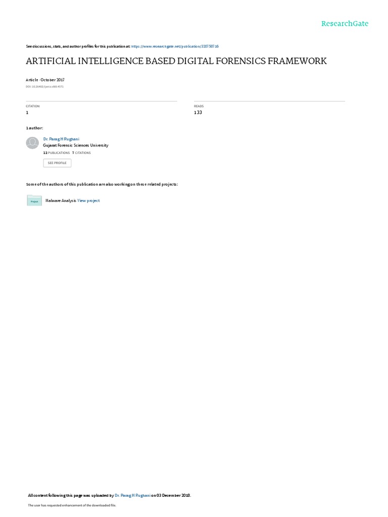 Artificial Intelligence Based Digital Forensics FR PDF | PDF | Digital Forensics | Computer ...