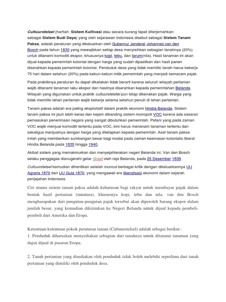 Cultuurstelsel | PDF