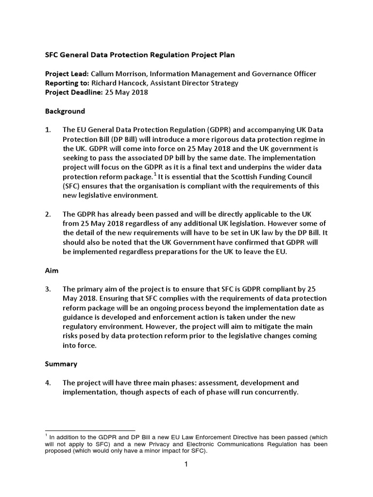 GDPR Project Plan | Download Free PDF | Information Privacy ...