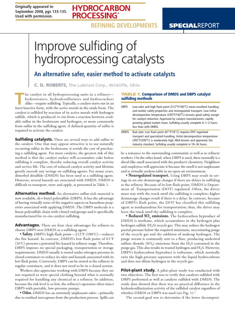 Improving Sulfiding of Hydroprocessing Catalysts | PDF | Business