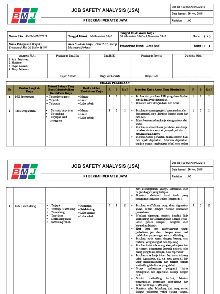 JSA Erection of HOH 707 | PDF