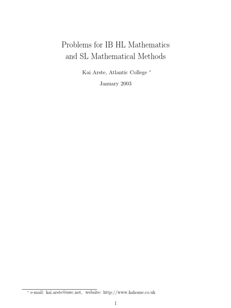 IB HL SL Ma Thematic Sample Questions | PDF | Quadratic Equation ...