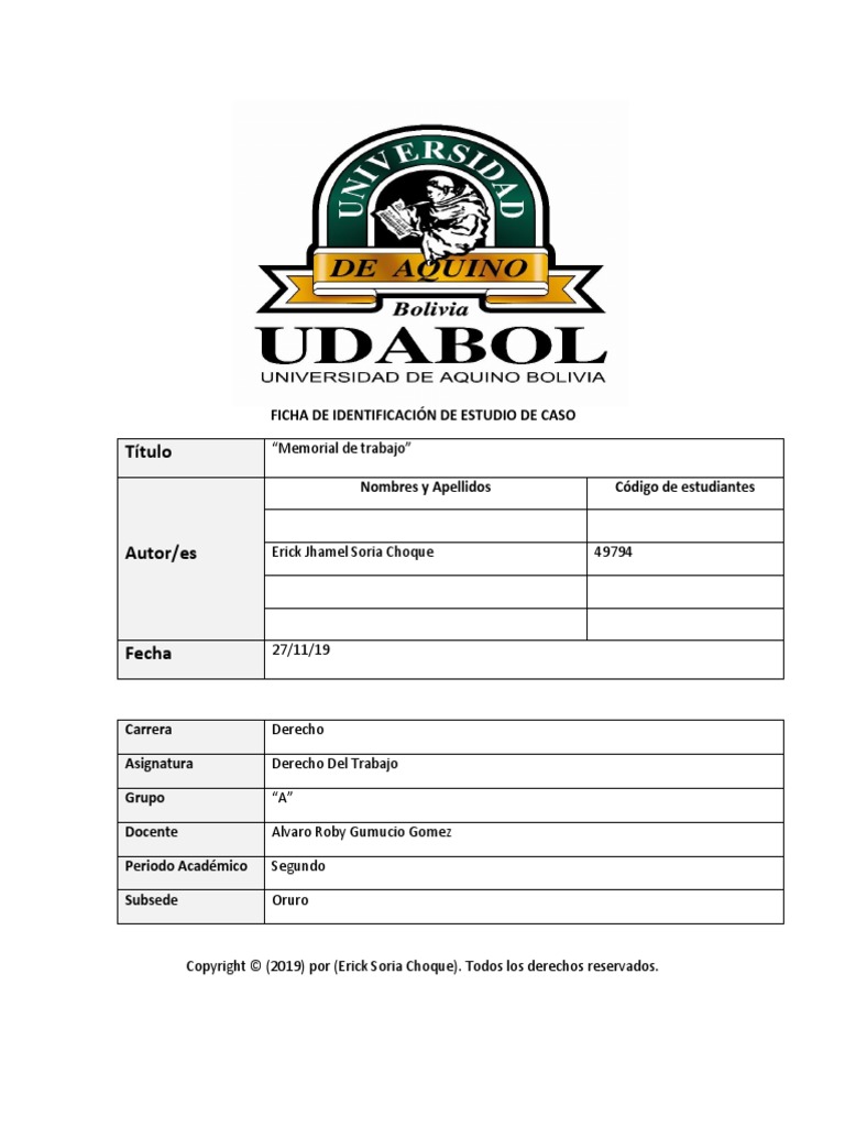 Memorial Laboral Erick Soria | PDF | Derecho laboral | Justicia