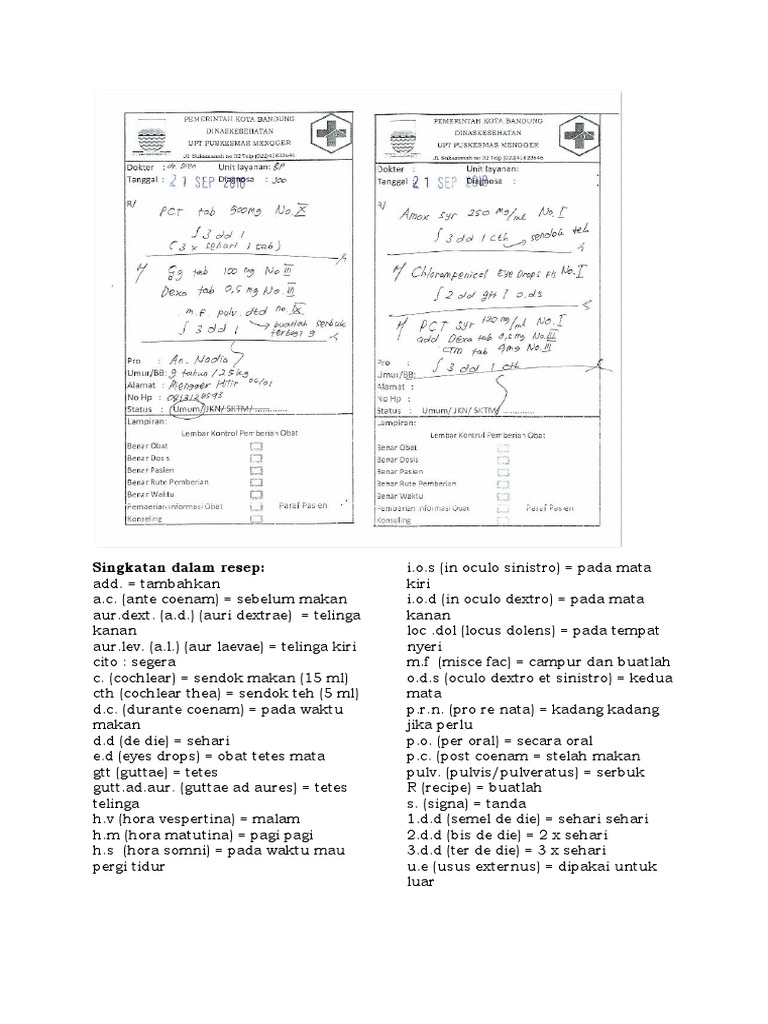 Singkatan Dalam Resep | PDF