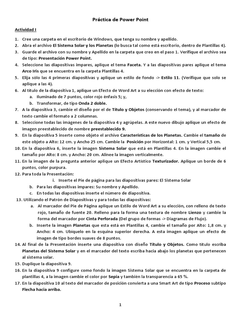 Práctica de Power Point | PDF | Microsoft PowerPoint | Informática y tecnología de la información