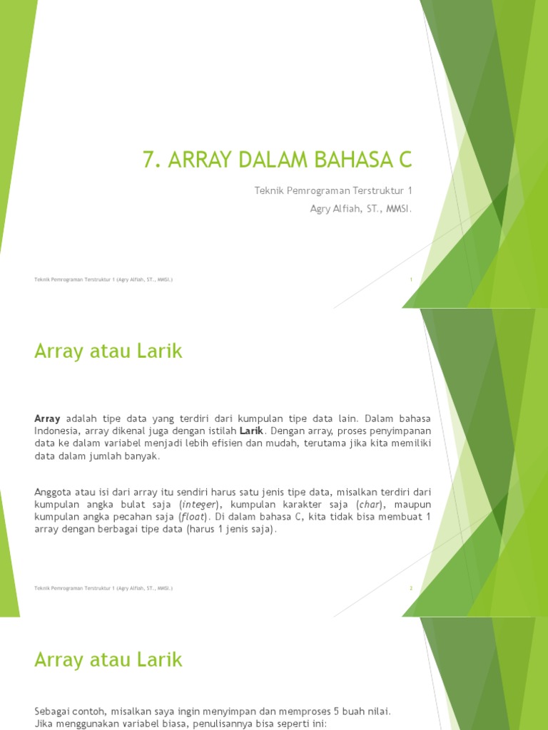Array Dan Data Terstruktur Dalam Bahasa C | PDF