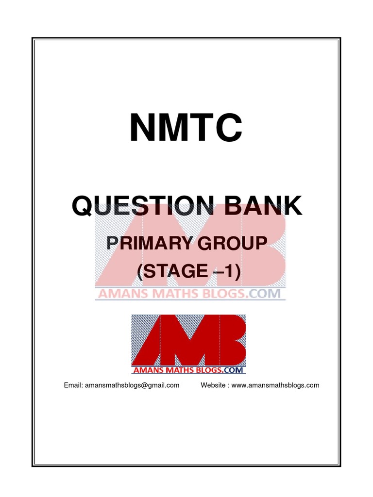 NMTC 2004 To 2015 Question Bank With Answer Keys For Class 5 and 6 ...