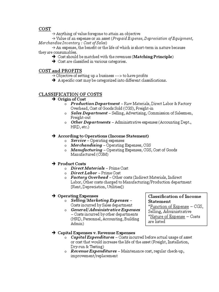Understanding Cost Classifications and Types | PDF | Expense | Cost
