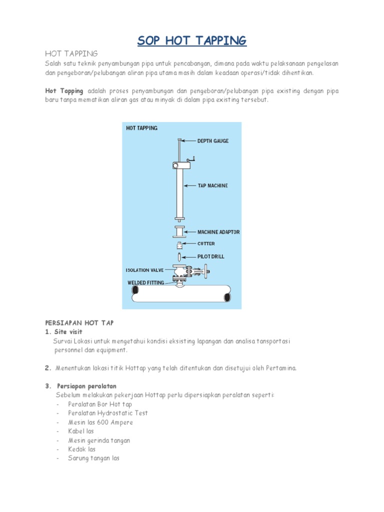 Prosedur Hot Tapping Pipa | PDF