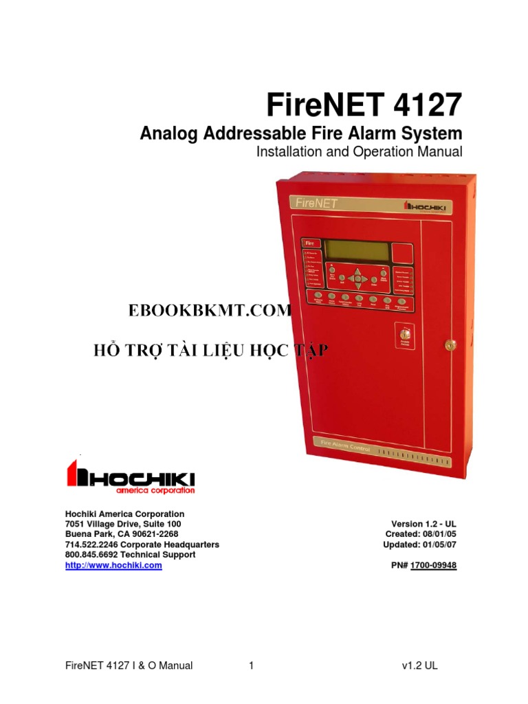 FireNET 4127 - Analog Addressable Fire Alarm System - Installation and Operation Manual (Hochiki ...